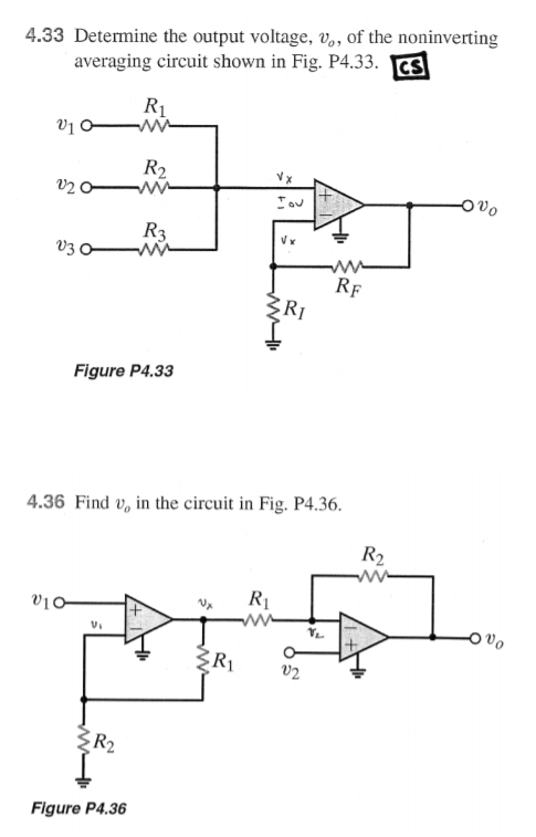 Solved 4.33 Determine the output voltage, vo, of the | Chegg.com