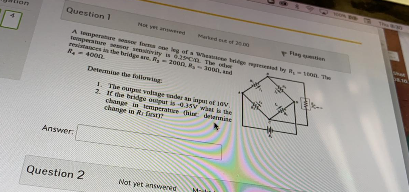 Solved Question 1temperature sensor sensitivity is 0.25°CΩ. | Chegg.com