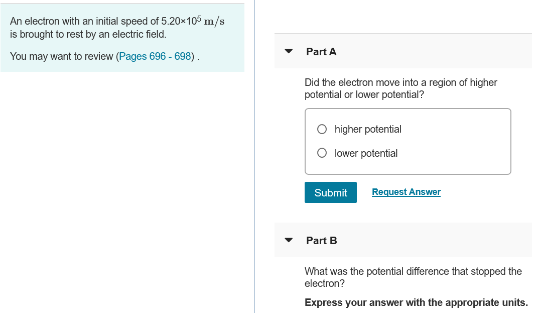 Solved An Electron With An Initial Speed Of 5 20x105 M S Is