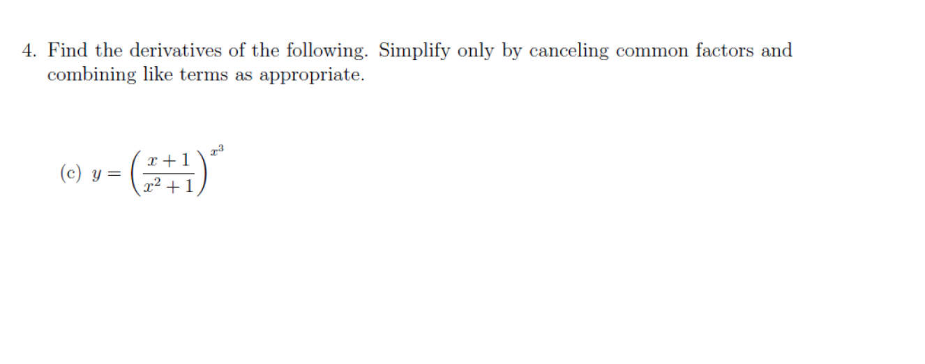 Solved Find the derivatives of the following. Simplify only | Chegg.com