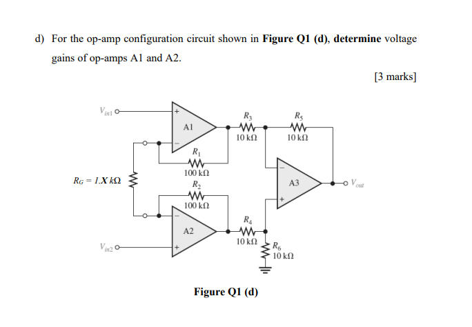 Solved d) For the op-amp configuration circuit shown in | Chegg.com