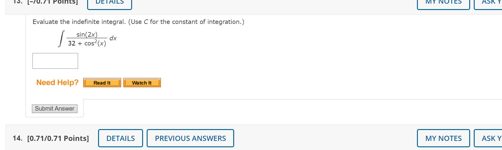 Solved Evaluate the indefinite integral. (Use C for the | Chegg.com