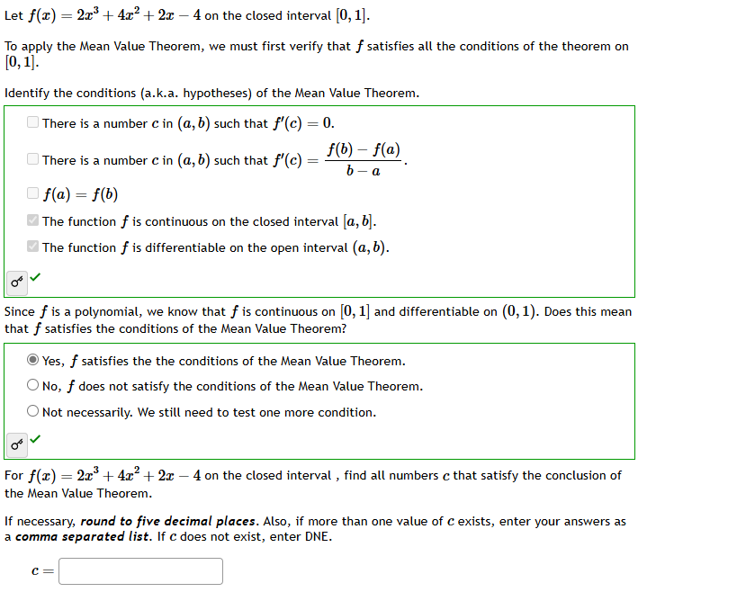 Solved Let f(x)=2x3+4x2+2x-4 on ﻿the closed interval 0,1.To | Chegg.com