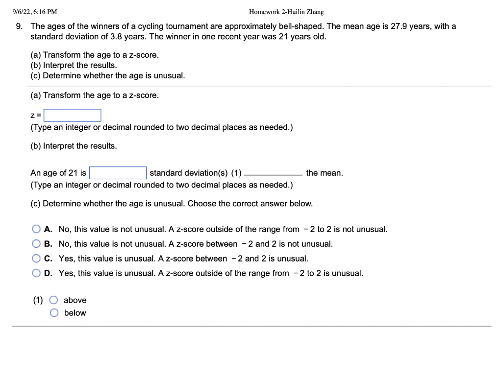 Solved 6/22,6:16PM Homework 2-Huilin Zhang The ages of the | Chegg.com
