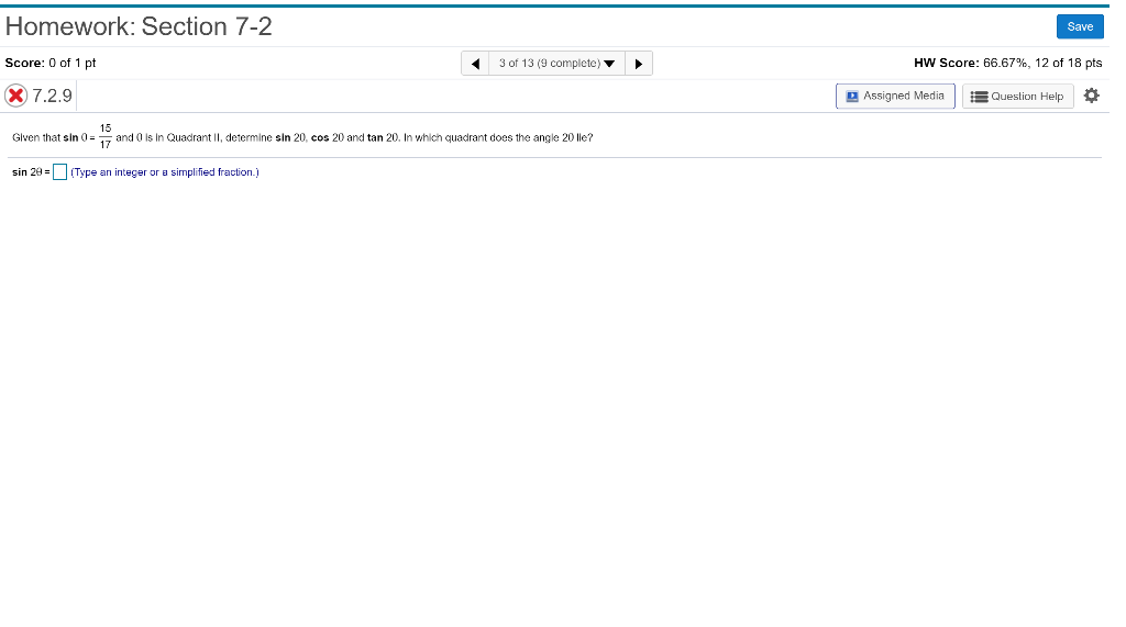 Solved Save Homework Section 7 2 Score 0 Of 1 Pt X 7 2 9 3