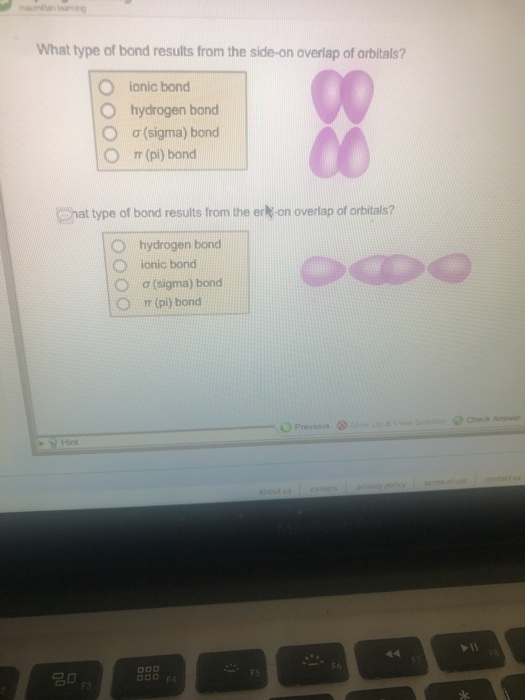 Solved What type of bond results from the side-on overlap of | Chegg.com