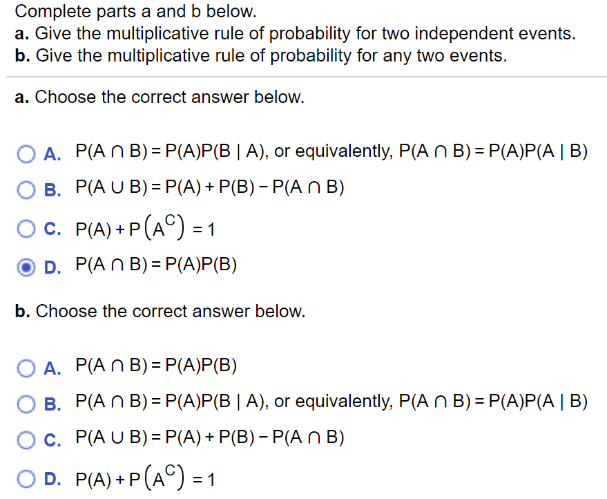 Solved Complete parts a and b below. a. Give the | Chegg.com