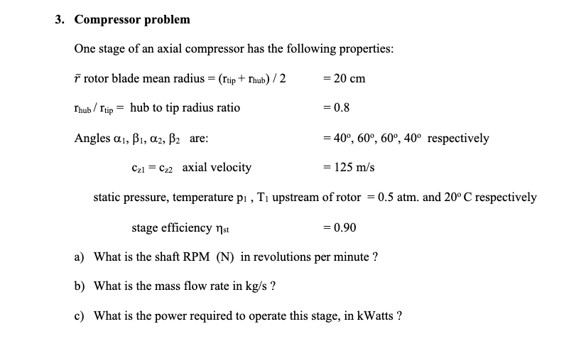 Solved Compressor problemOne stage of an axial compressor | Chegg.com