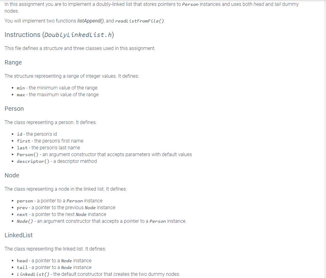 Solved c++ do not modify DoublyLinkedList.h. Will not rate | Chegg.com