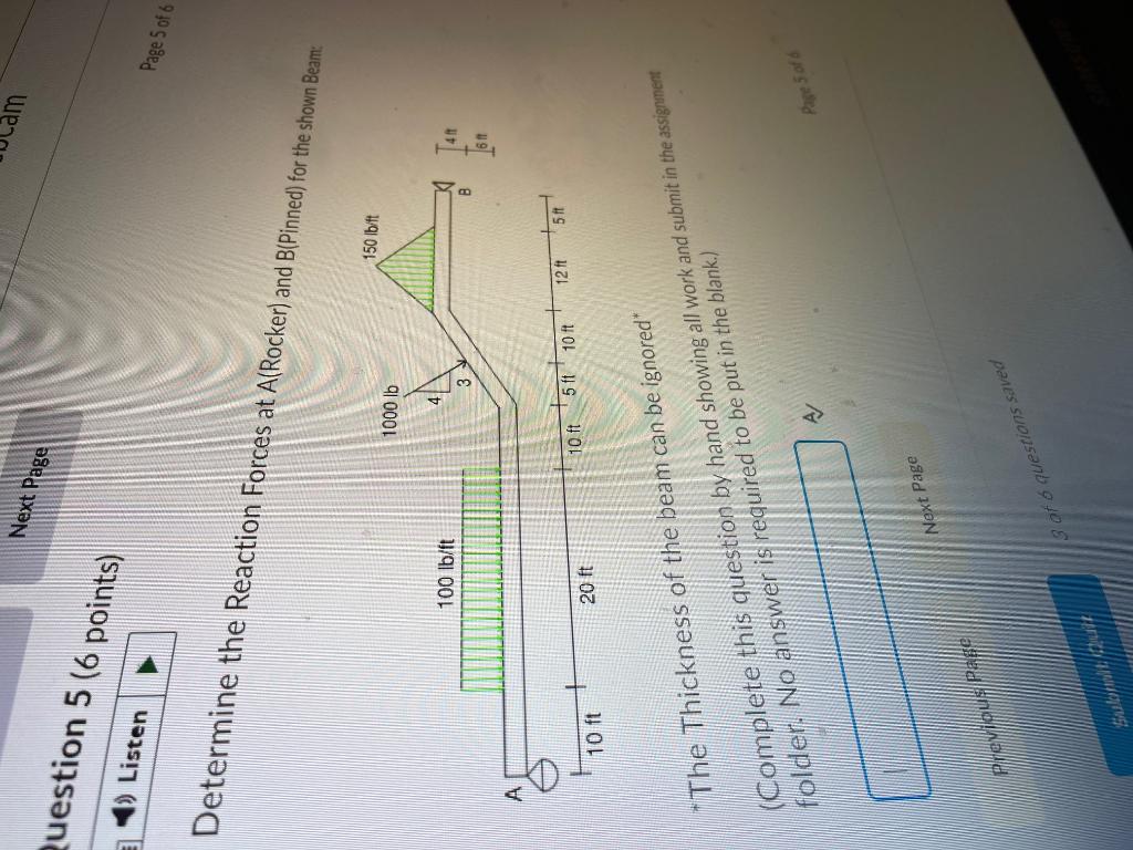 Solved cam Next Page Question 5 (6 points) 3 Listen Page 5 | Chegg.com
