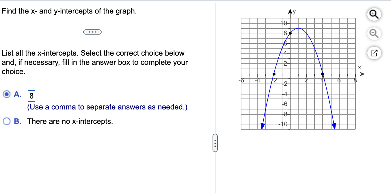 Solved Find the x - and y-intercepts of the graph. List all | Chegg.com