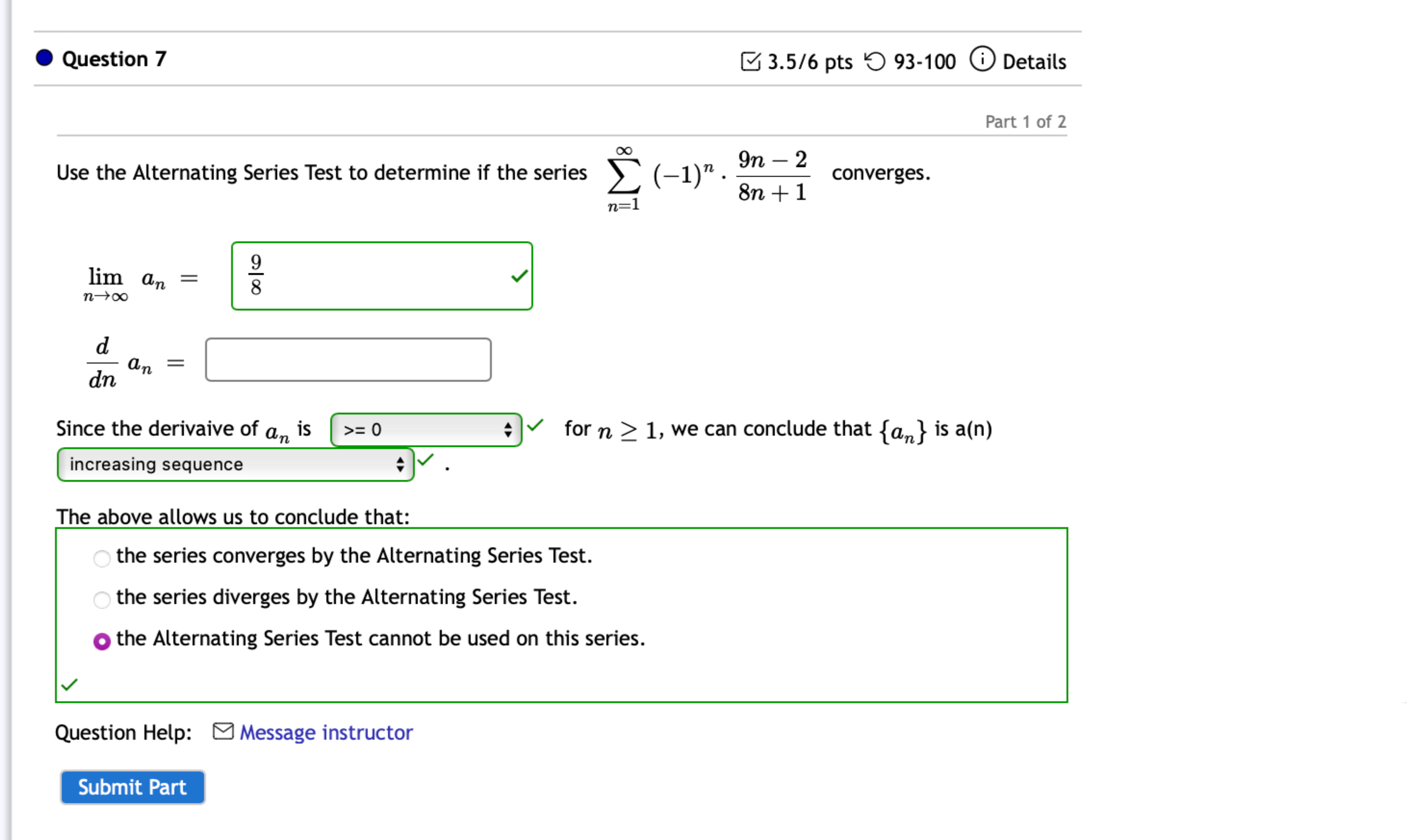 Solved Question 7Use the Alternating Series Test to | Chegg.com