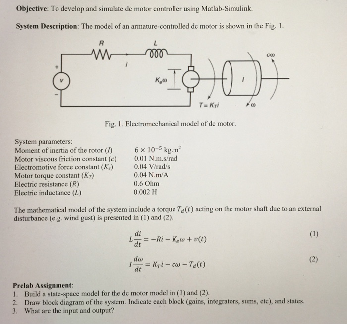 Objective: To develop and simulate de motor | Chegg.com