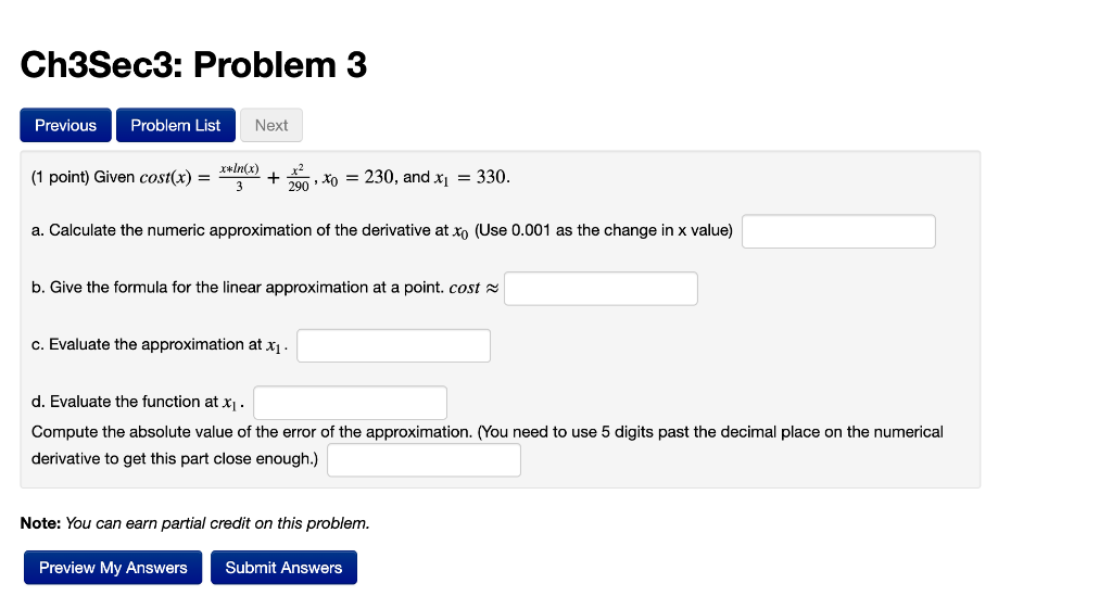 Solved Ch3Sec3: Problem 3 Previous Problem List Next r*in(x) | Chegg.com