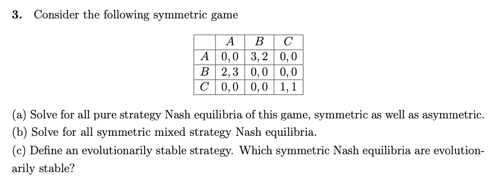 Solved by an EXPERT 3. ﻿Consider the following symmetric game(a) ﻿Solve ...