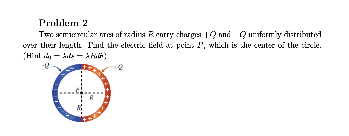 Solved Problem 2 Two semicircular arcs of radius R carry | Chegg.com