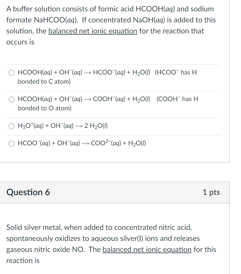 Solved A buffer solution consists of formic acid HCOOH(aq) | Chegg.com