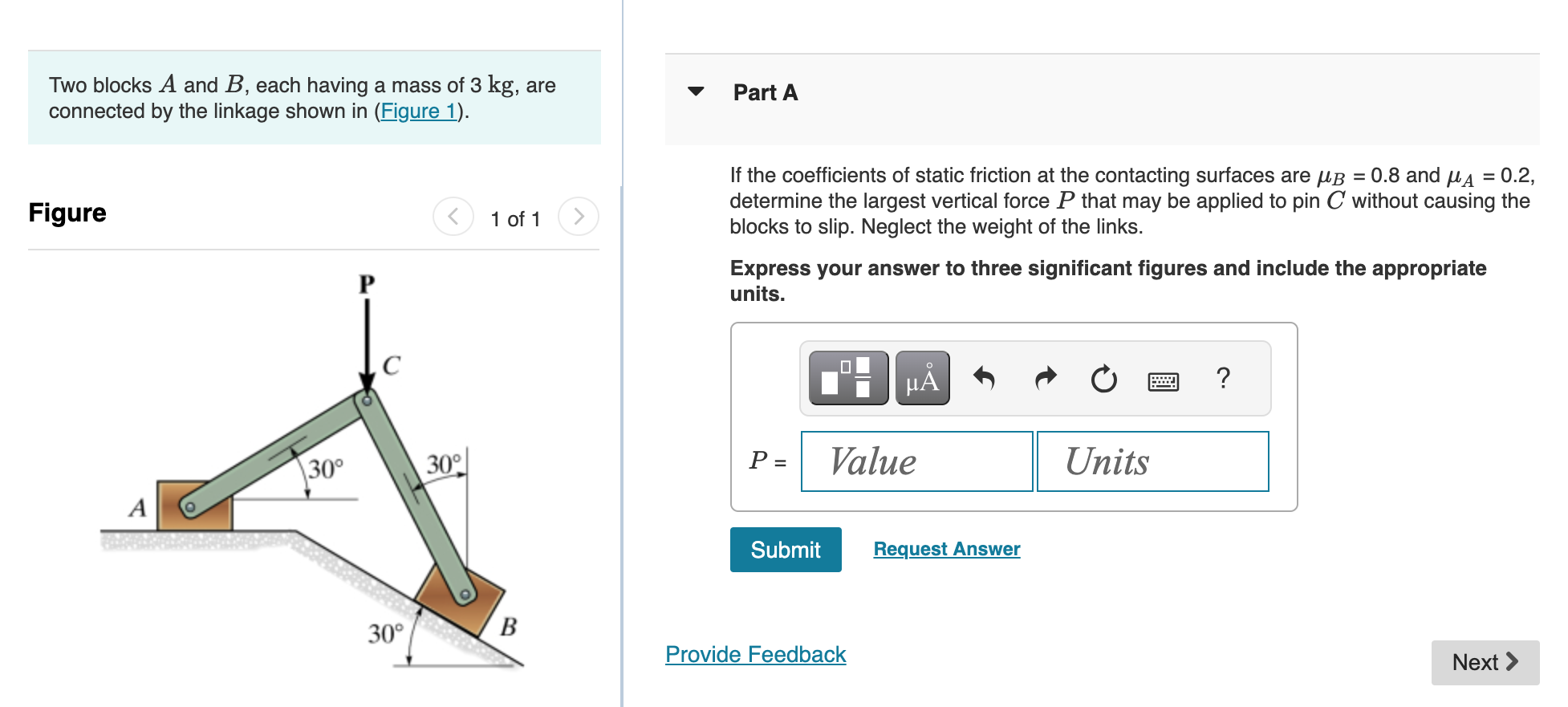 Solved Two blocks A and B, each having a mass of 3 kg, are | Chegg.com