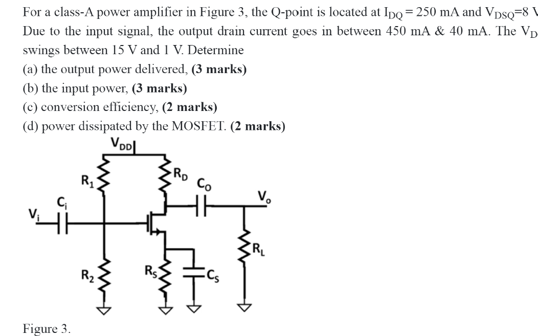 For a class-A power amplifier in Figure 3, ﻿the | Chegg.com