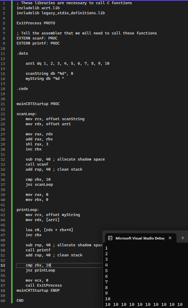 Solved I Need Help Printing An Array In X86 64 Assembly With 