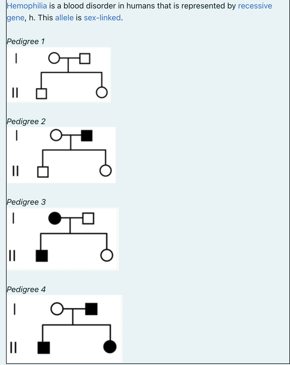 Solved Hemophilia is a blood disorder in humans that is | Chegg.com