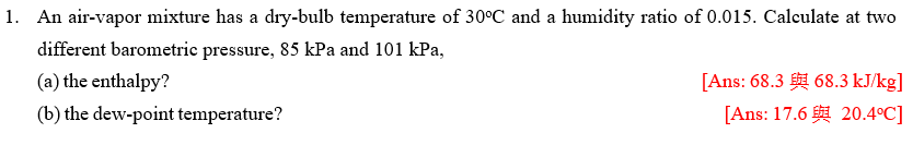 Solved 1. An air-vapor mixture has a dry-bulb temperature of | Chegg.com