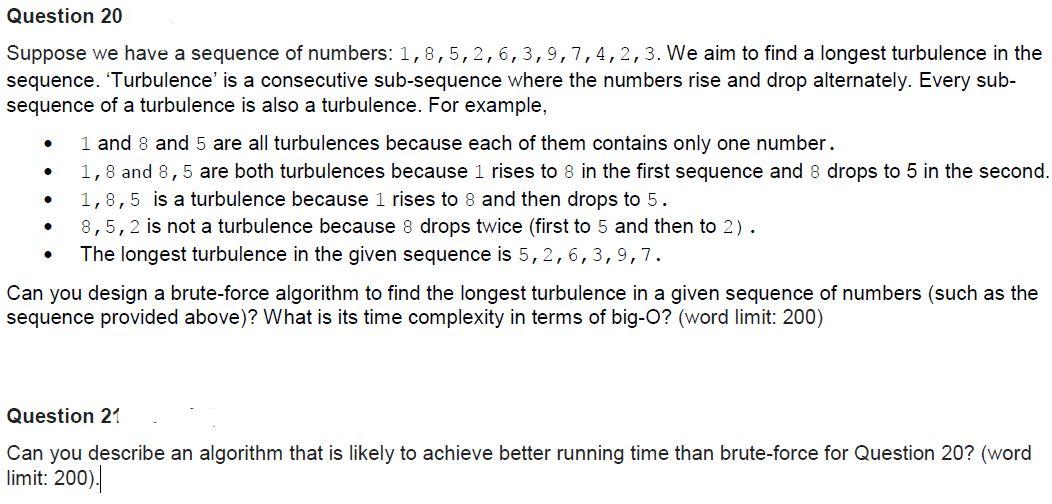 Solved Question 20 Suppose we have a sequence of numbers: 1, | Chegg.com