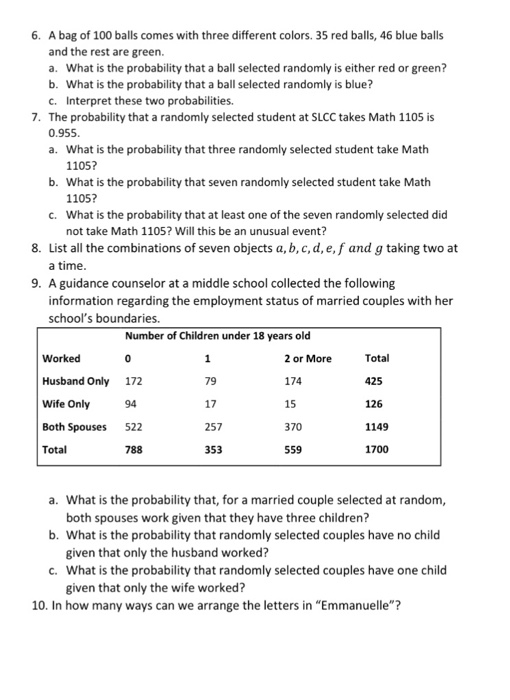 Solved 6. A bag of 100 balls comes with three different | Chegg.com