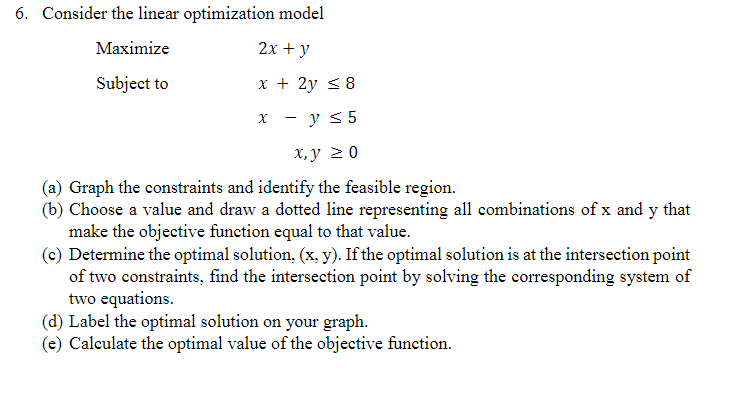 Solved 6. Consider the linear optimization model Maximize | Chegg.com