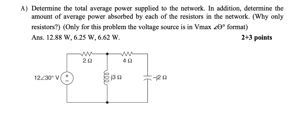 Solved Determine the total average power supplied to the | Chegg.com