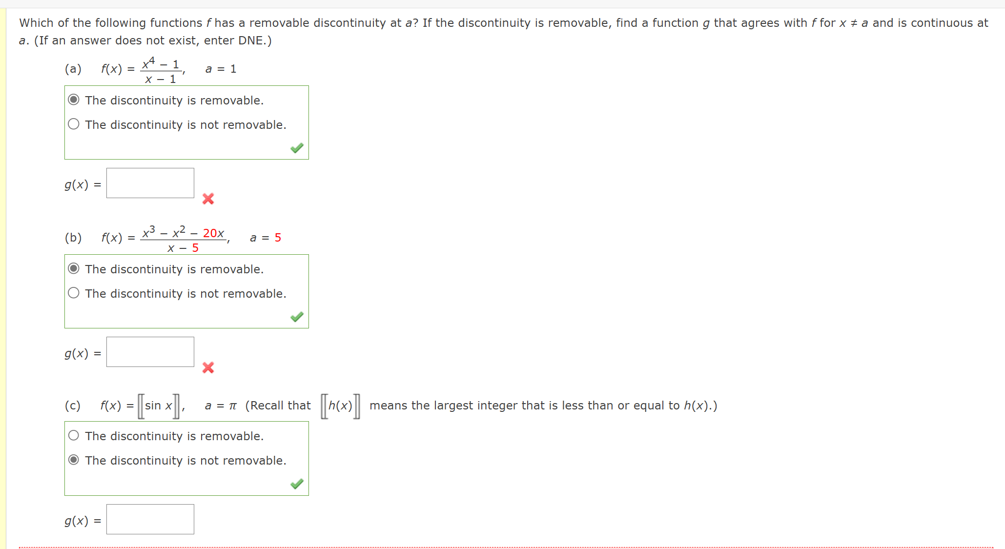 Solved Which of the following functions f ﻿has a removable | Chegg.com