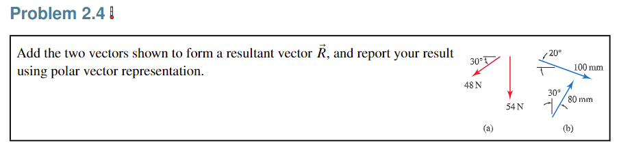 Solved Problem 2.4! 20° Add the two vectors shown to form a | Chegg.com