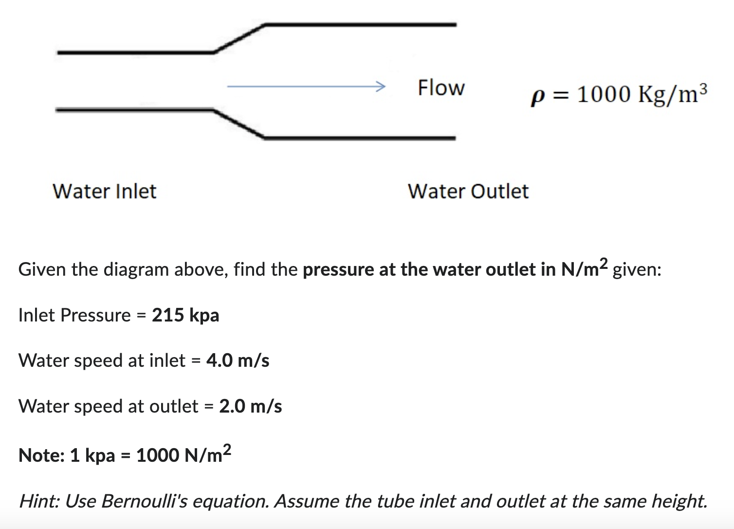 Solved Given the diagram above, find the pressure at the | Chegg.com