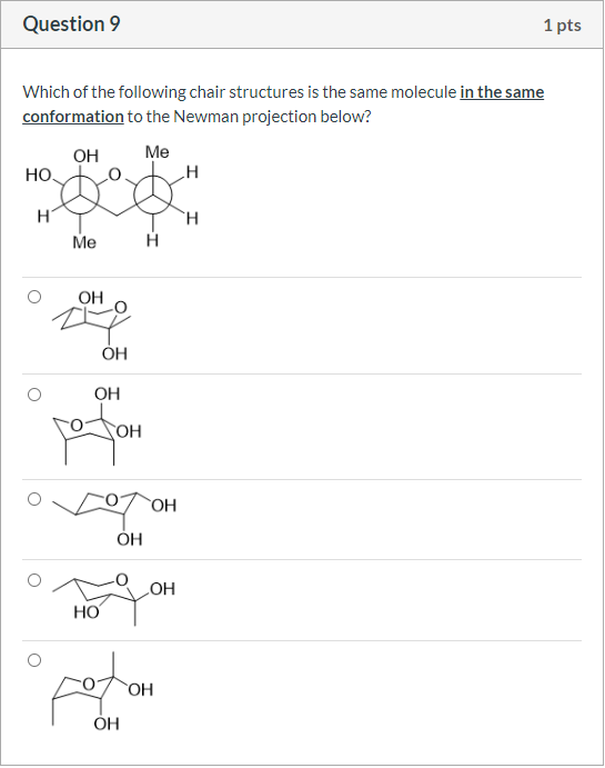 Solved Which of the following chair structures is the | Chegg.com