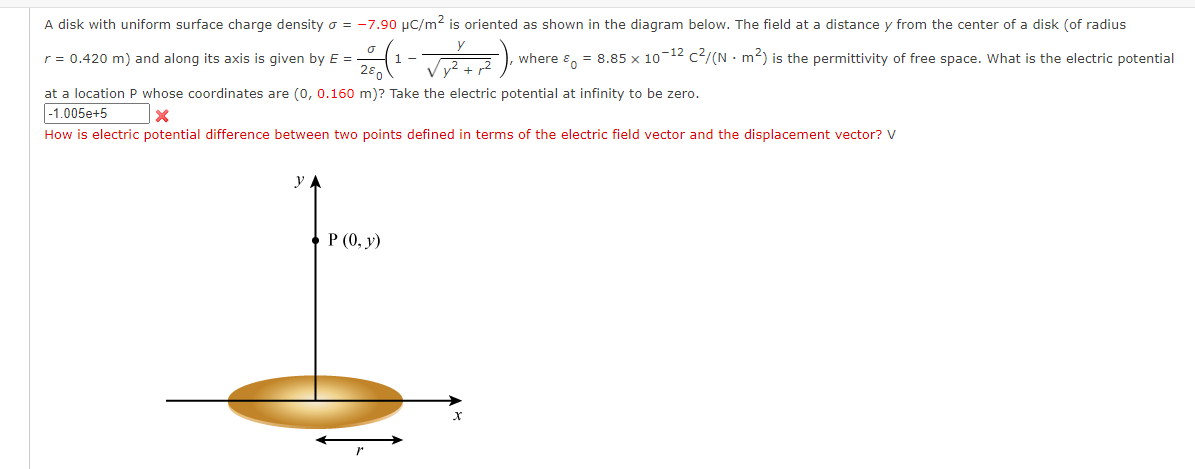 Solved A disk with uniform surface charge density | Chegg.com