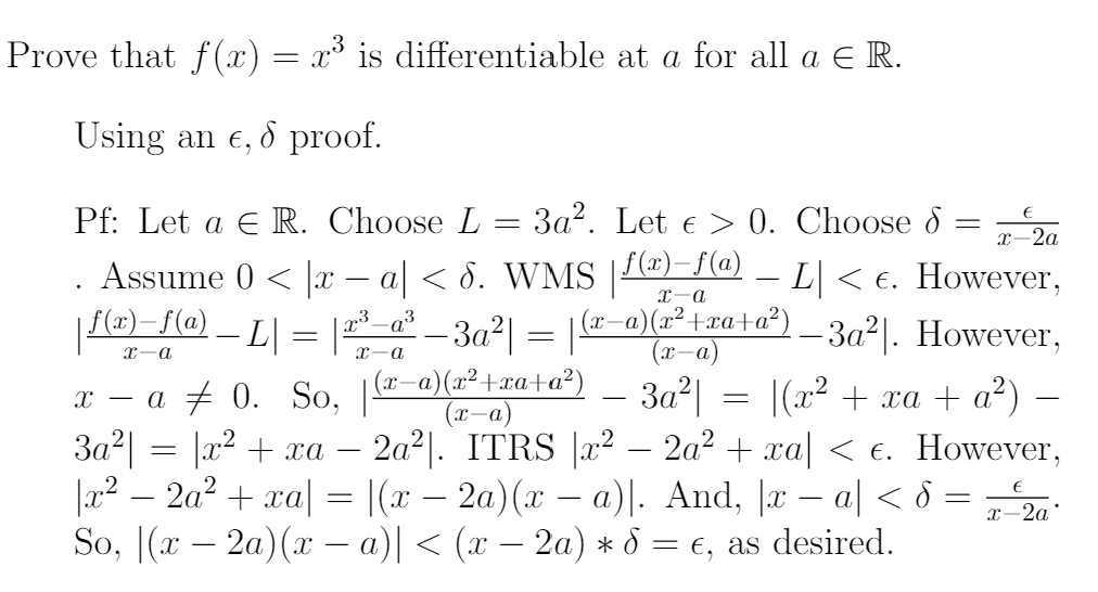 Solved I wrote an epsilon delta proof for this problem, but | Chegg.com