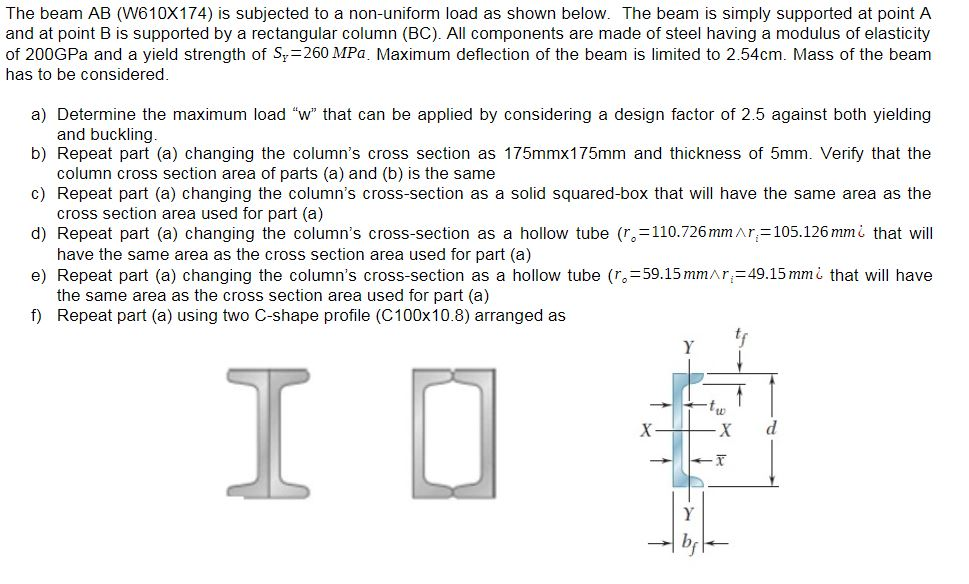 The beam AB (W610X174) is subjected to a non-uniform | Chegg.com