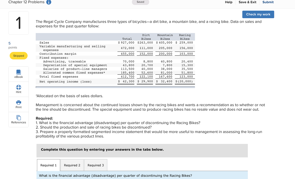 Solved Chapter 12 Problems i Saved Help Save & Exit Submit | Chegg.com