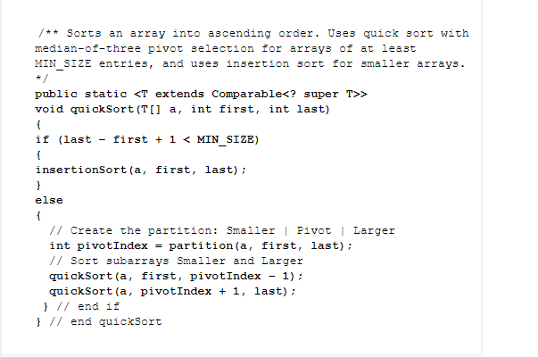 Solved 1 /** 2 Class for sorting an array of | Chegg.com