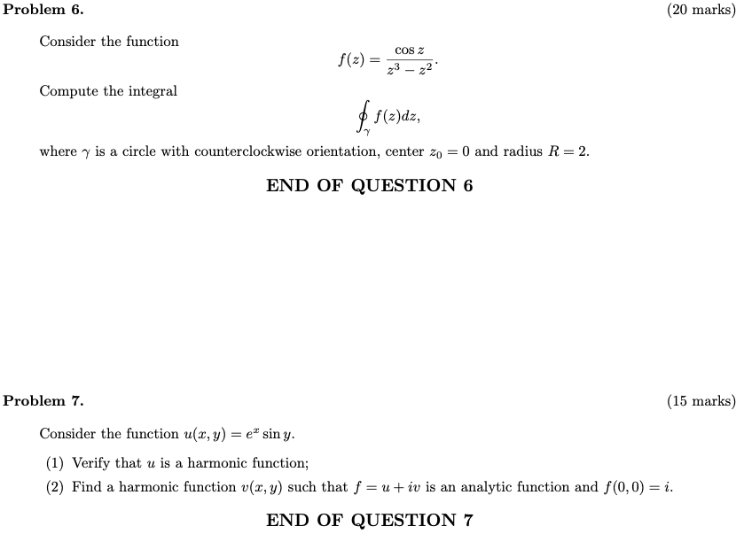 Solved Problem 6. (20 marks) Consider the function Compute | Chegg.com