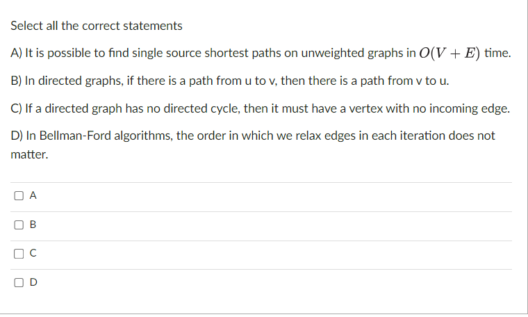 Solved Select all the correct statements A) It is possible | Chegg.com