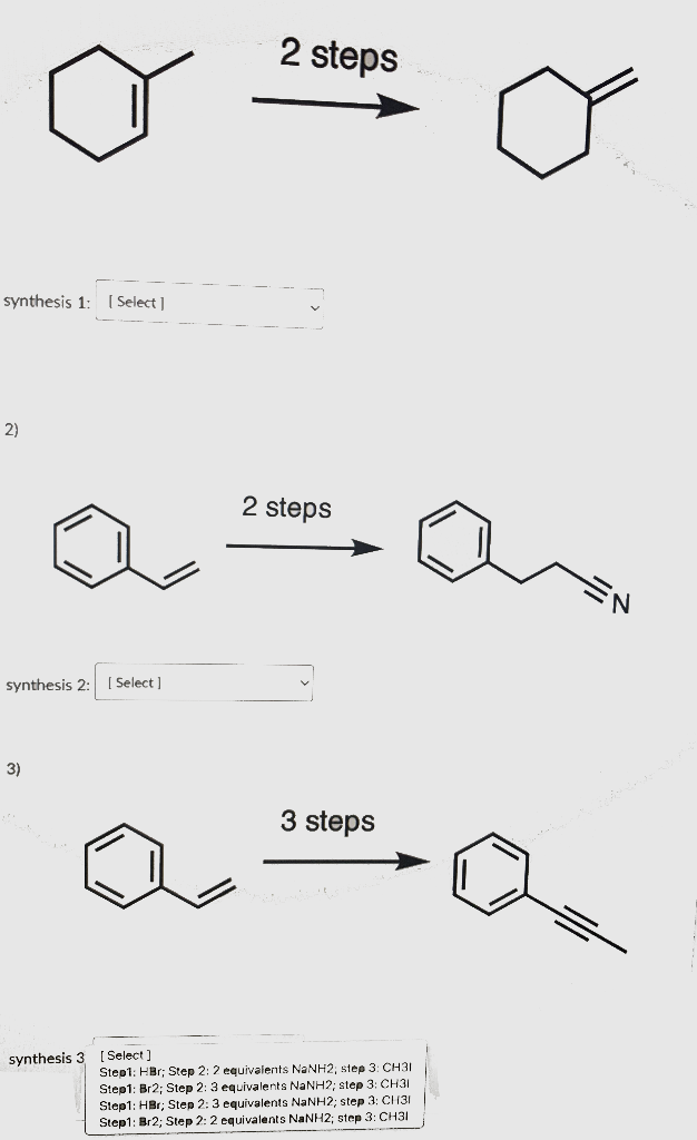 Solved please choose the correct synthetic sequence for each | Chegg.com