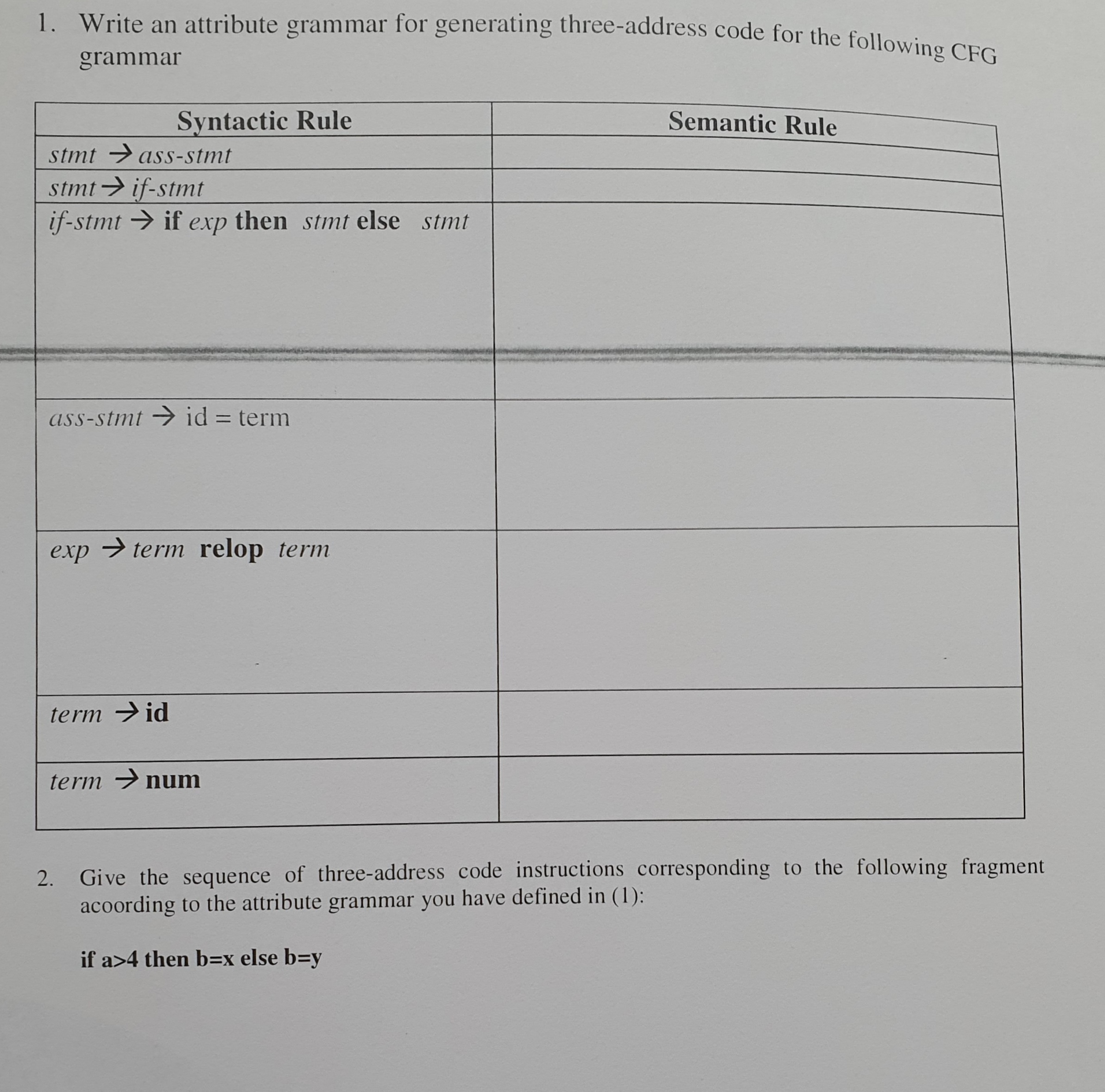 Solved Write An Attribute Grammar For Generating