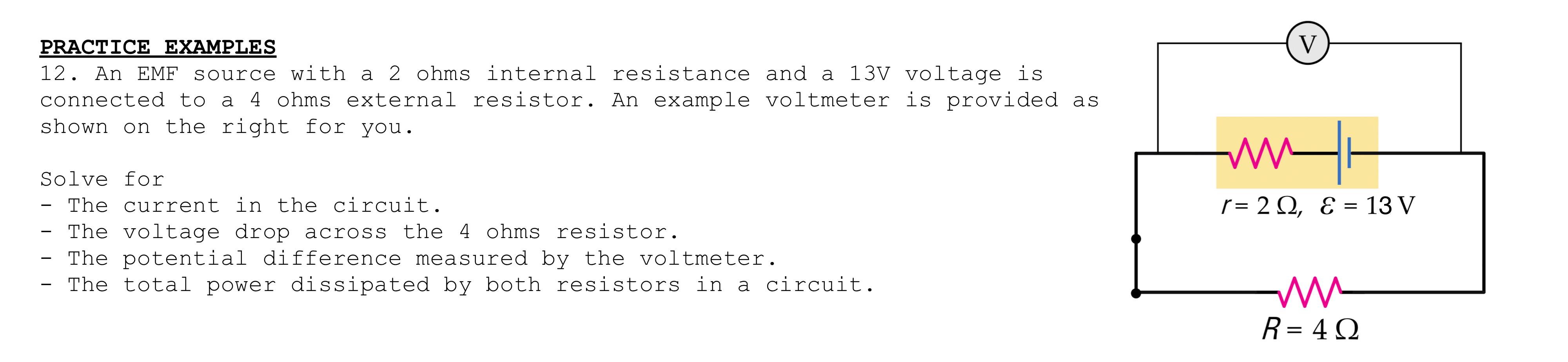 Solved PRACTICE EXAMPLES 12. An EMF source with a 2 ohms | Chegg.com
