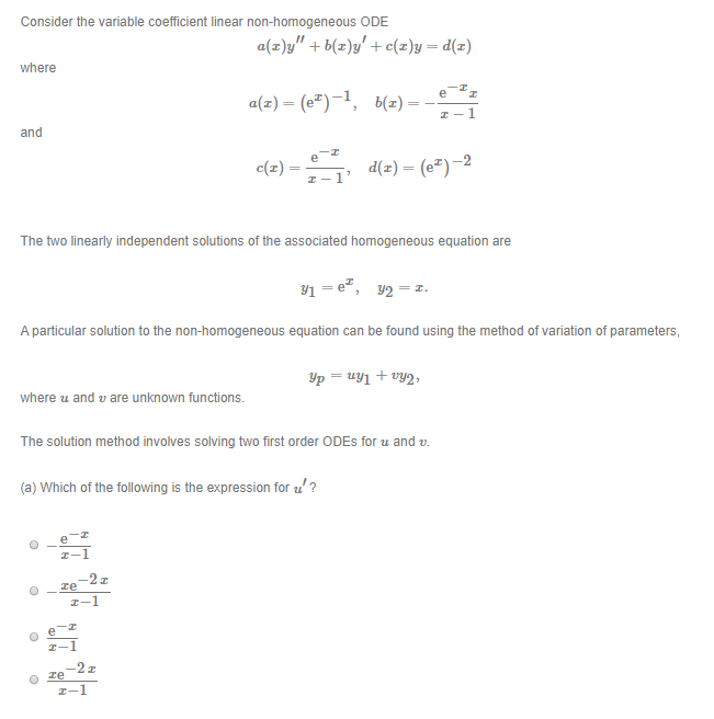 Solved Consider the variable coefficient linear | Chegg.com