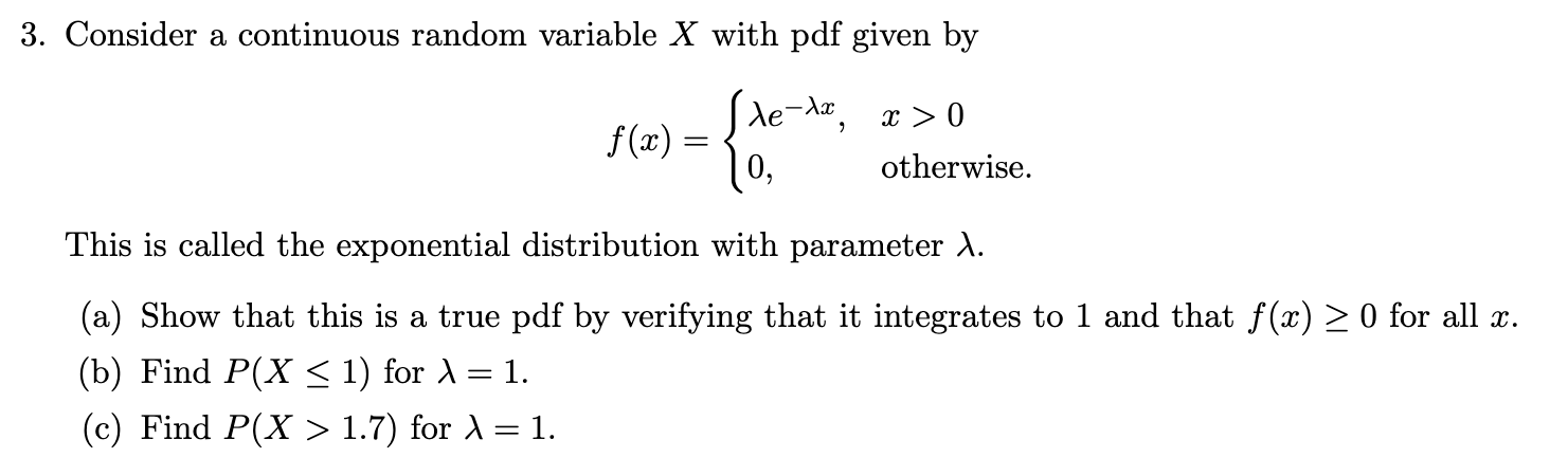 Solved 3. Consider a continuous random variable X with pdf | Chegg.com