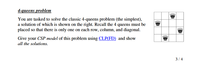 Solved 4-queens problem You are tasked to solve the classic | Chegg.com
