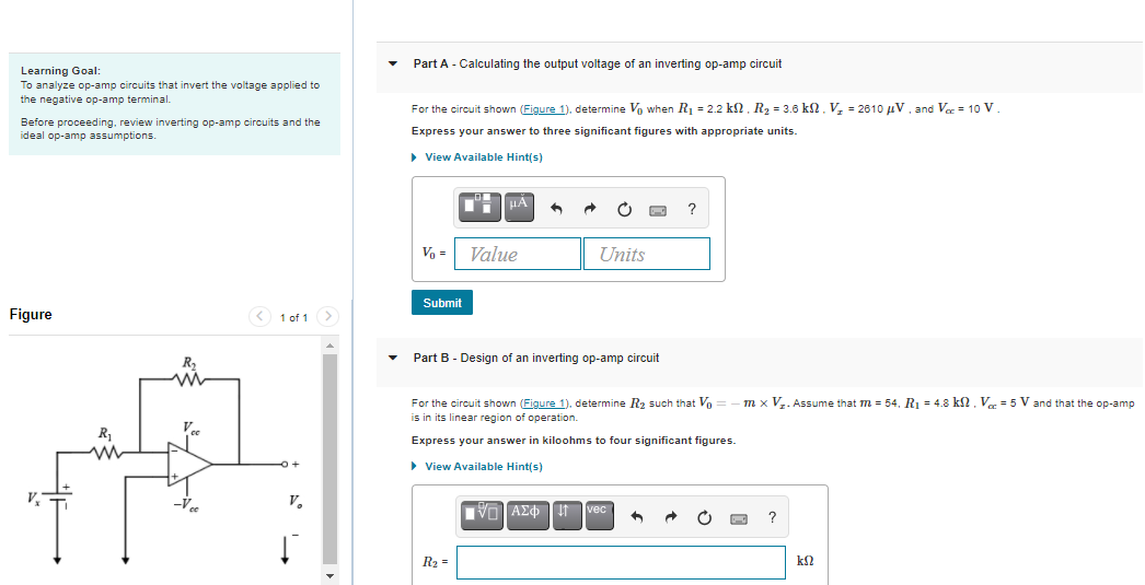 Solved Part A - Calculating the output voltage of an | Chegg.com