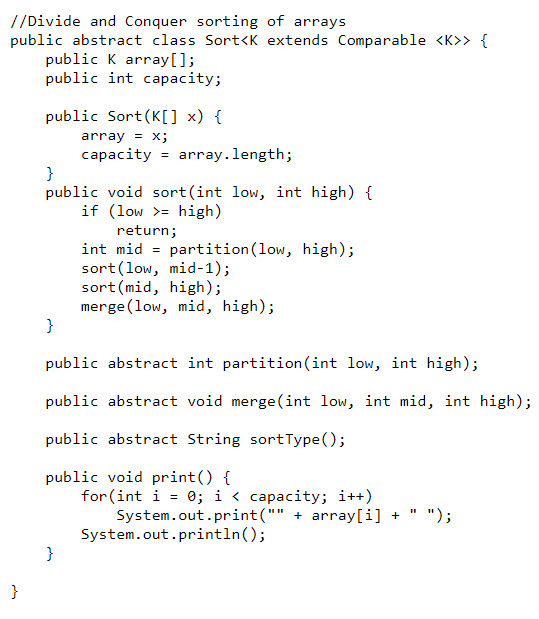 Solved //Divide and Conquer sorting of arrays public | Chegg.com