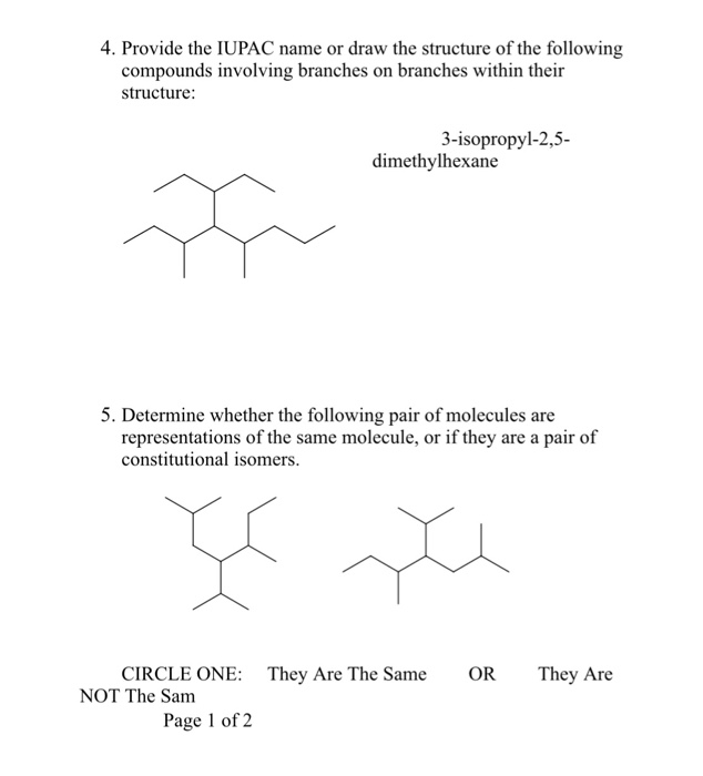Solved 4. Provide the IUPAC name or draw the structure of | Chegg.com